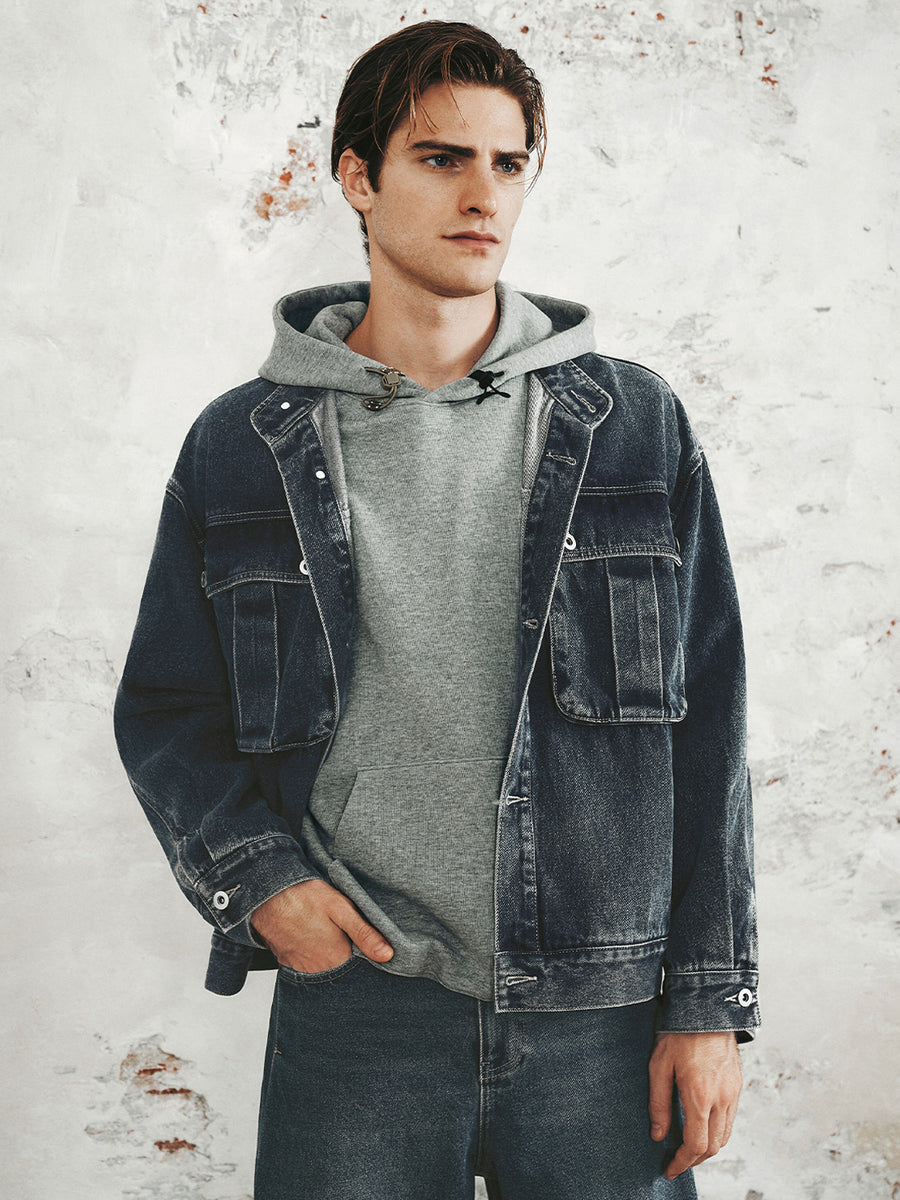 Guru Collar Denim Jackets – URBAN REVIVO Singapore