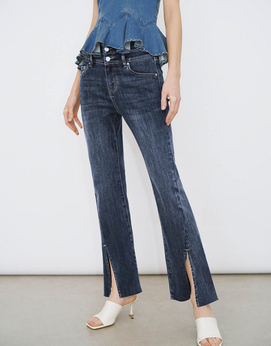 Split Hem Flare Jeans – URBAN REVIVO Singapore