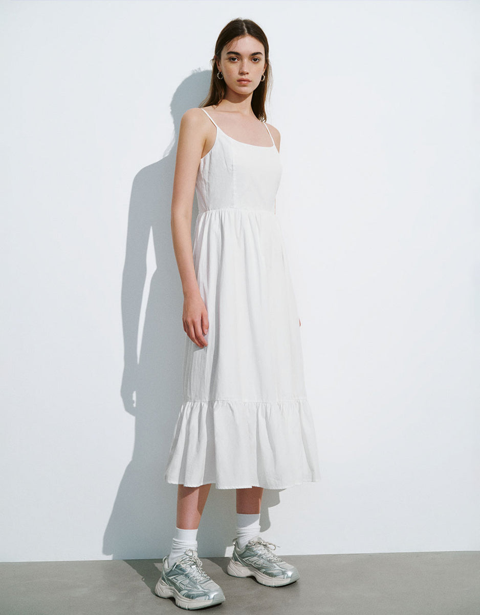 Off-Shoulder A-Line Cami Dress – URBAN REVIVO Singapore