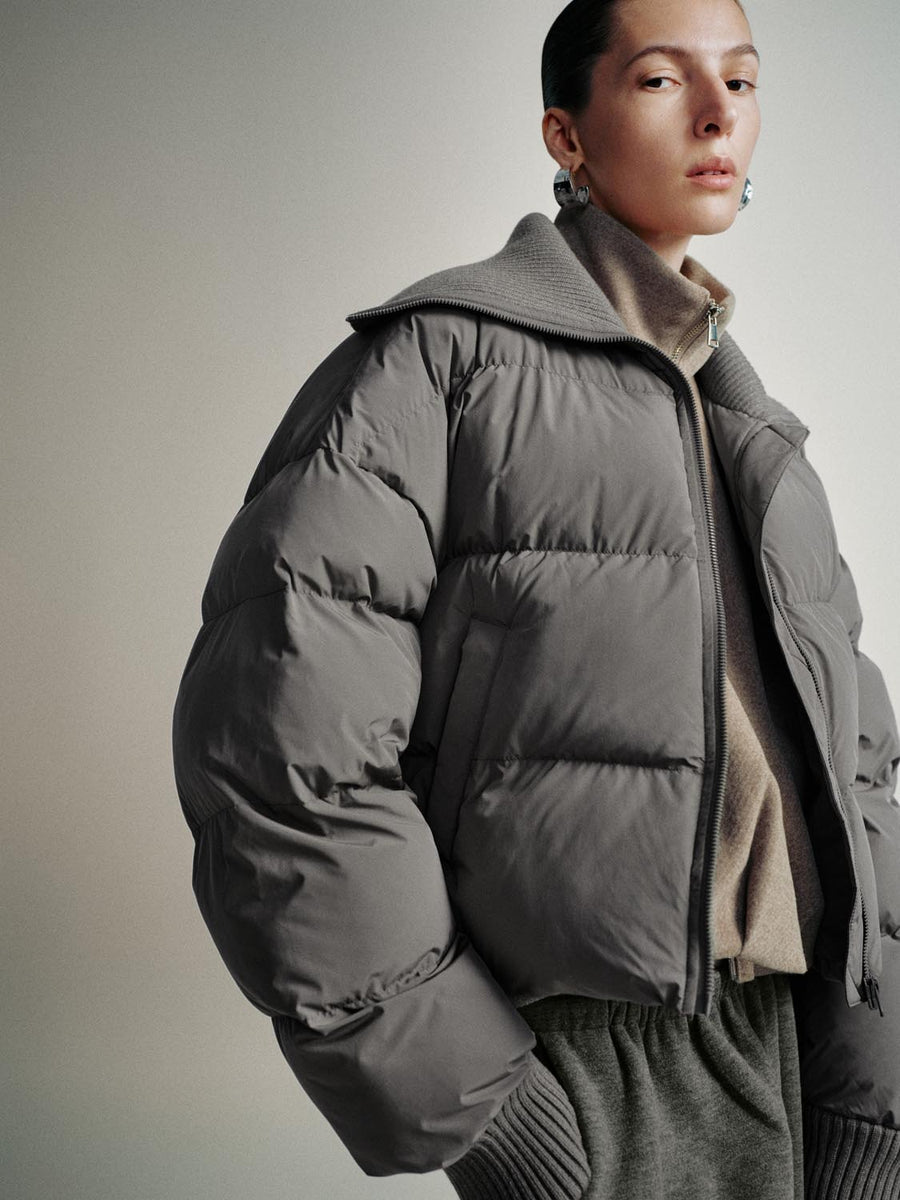Cropped Large Collar Padded Jackets – URBAN REVIVO Singapore