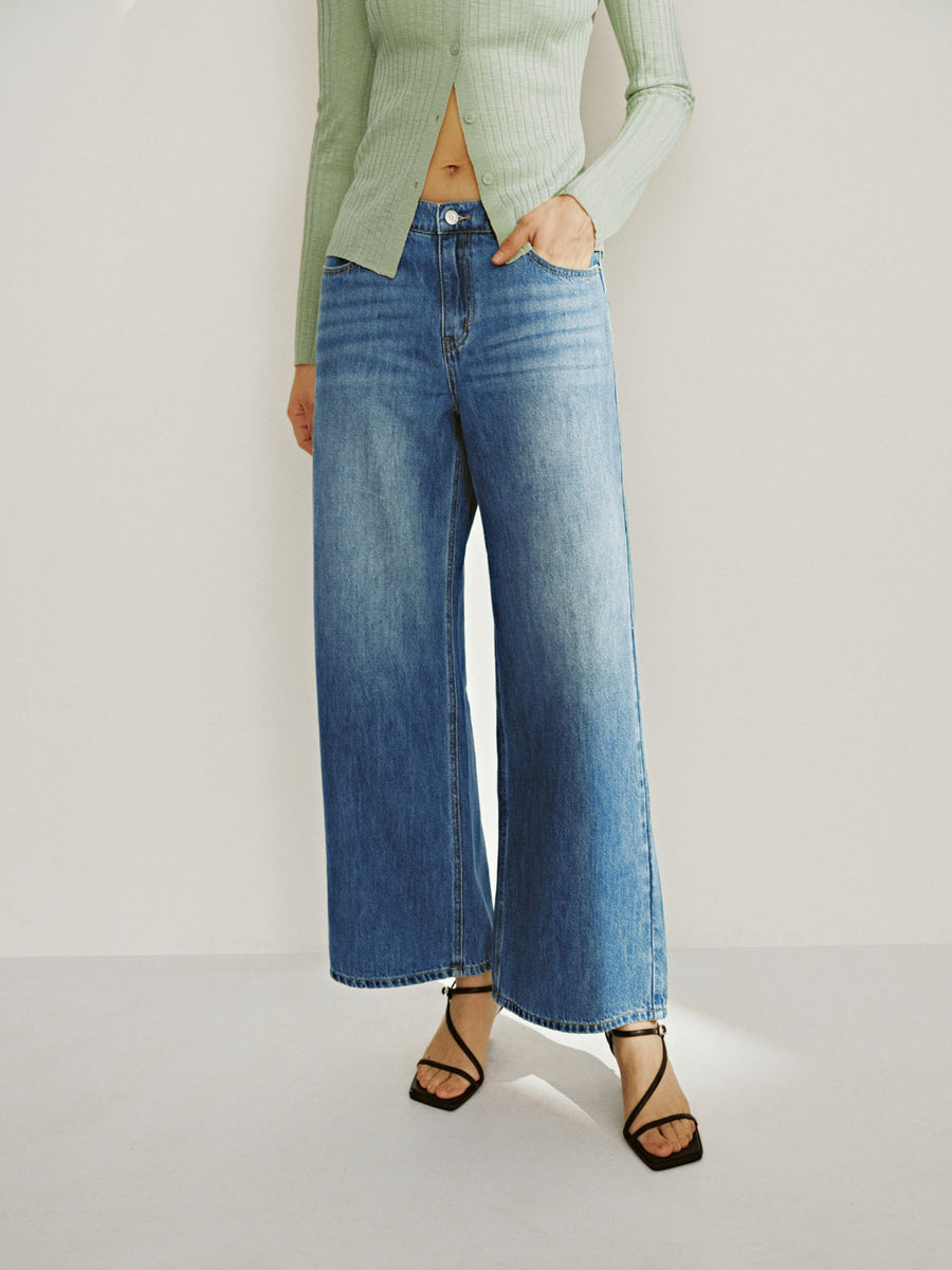 Wide-Leg Denim Jeans – URBAN REVIVO Singapore