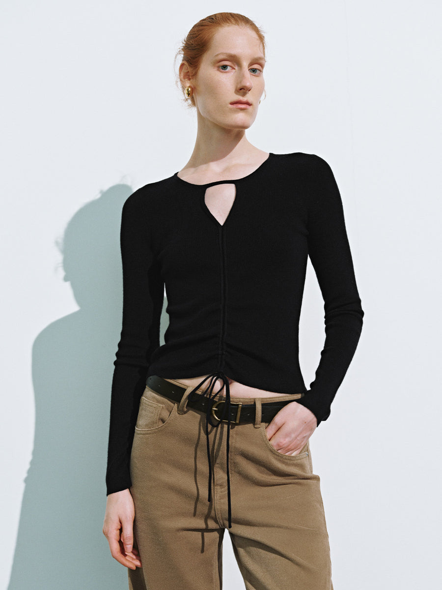 Keyhole Neck Knitted T-Shirts – URBAN REVIVO Singapore