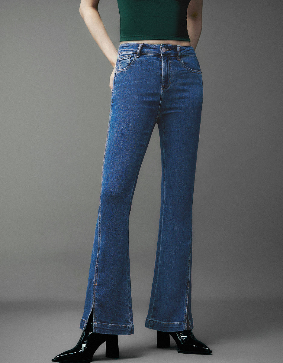Split Hem Flare Jeans – URBAN REVIVO Singapore