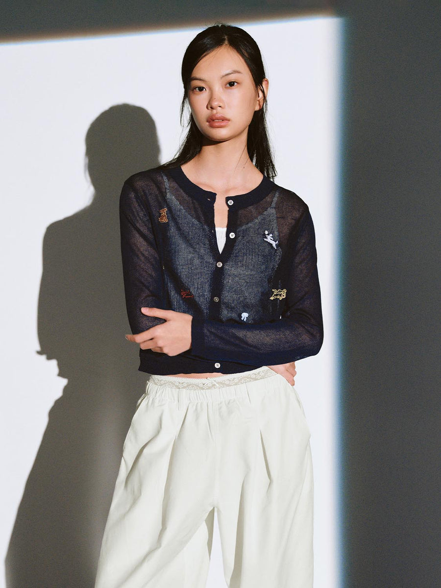 Embroidered Sheer Knitted Cardigans – URBAN REVIVO Singapore