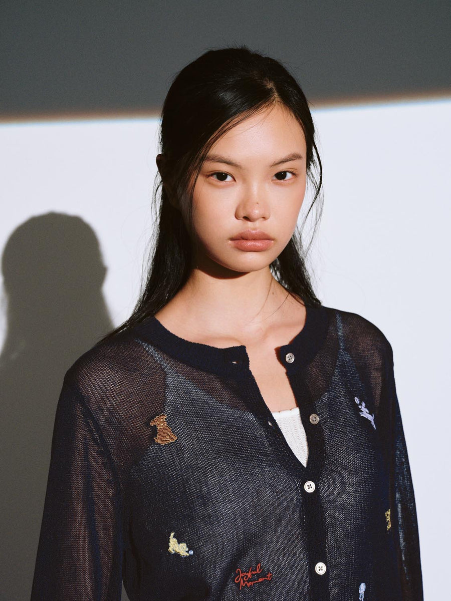 Embroidered Sheer Knitted Cardigans – URBAN REVIVO Singapore